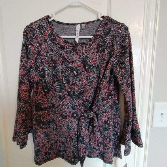 NY Collection | Tops | Nwt Ny Collection Sparkling Black Red Blouse Sz ...
